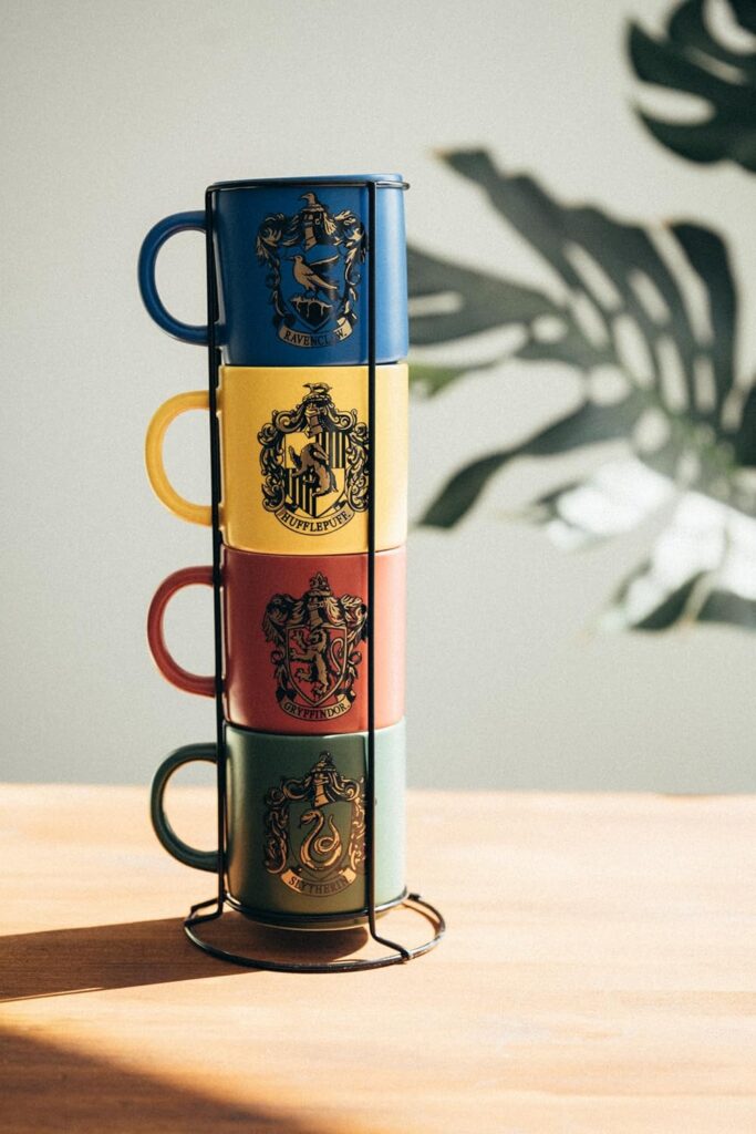 Official Harry Potter Hogwarts House Crests Stacking Mug Set with Stand ...